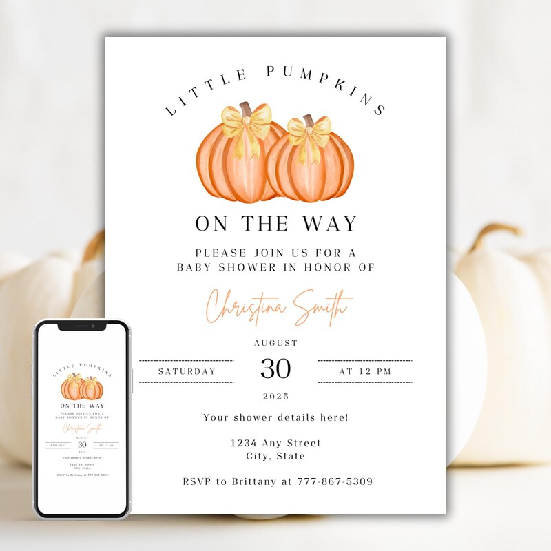 Pumpkin Baby Shower Invites - Etsy