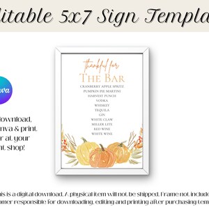 Friendsgiving Bar Menu, Thanksgiving Drinks Menu Sign Template ...