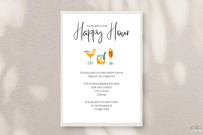 Happy Hour Invitation Template Work Happy Hour Invite - Etsy