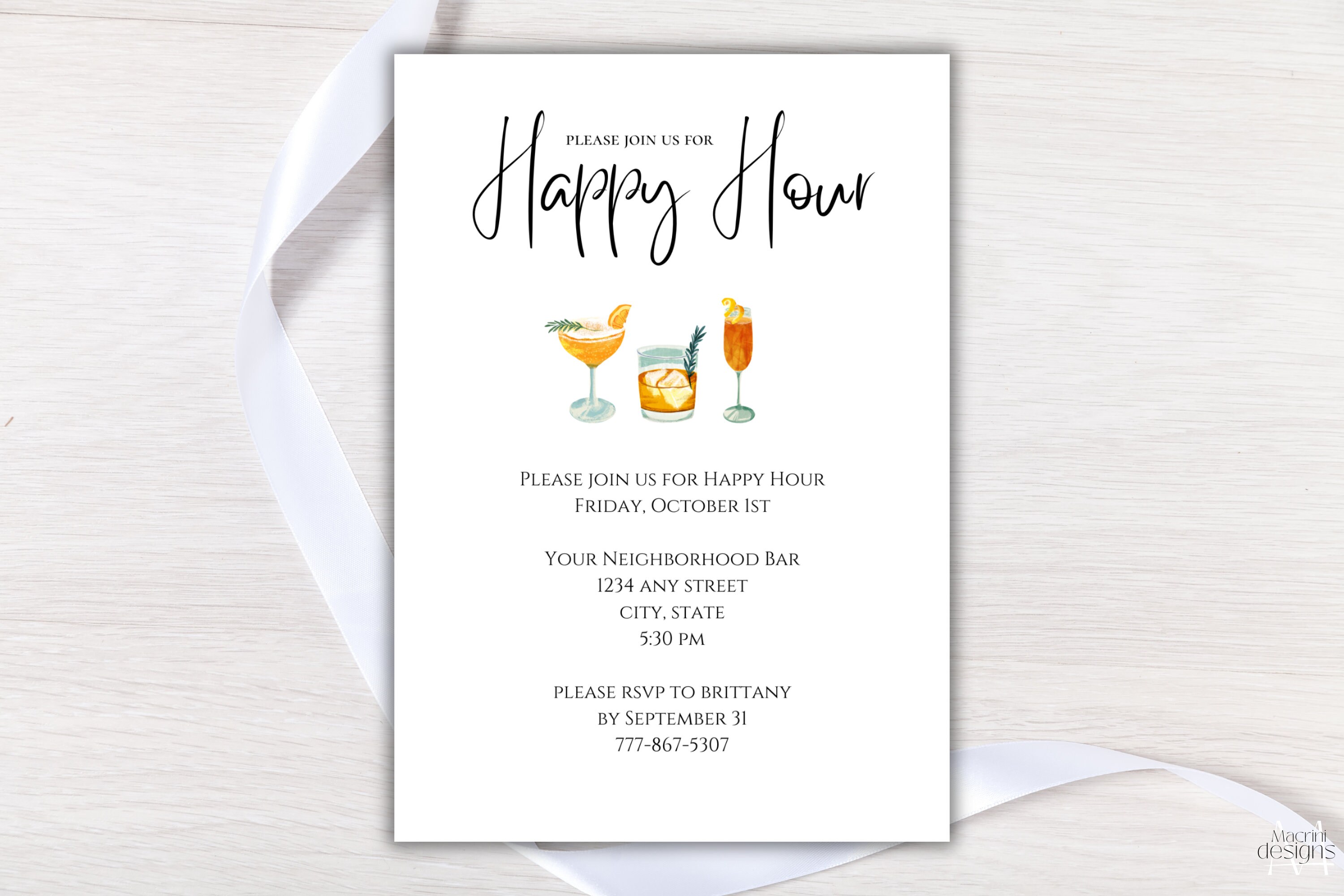 Happy Hour Invitation Template, Work Happy Hour Invite, Editable Happy ...
