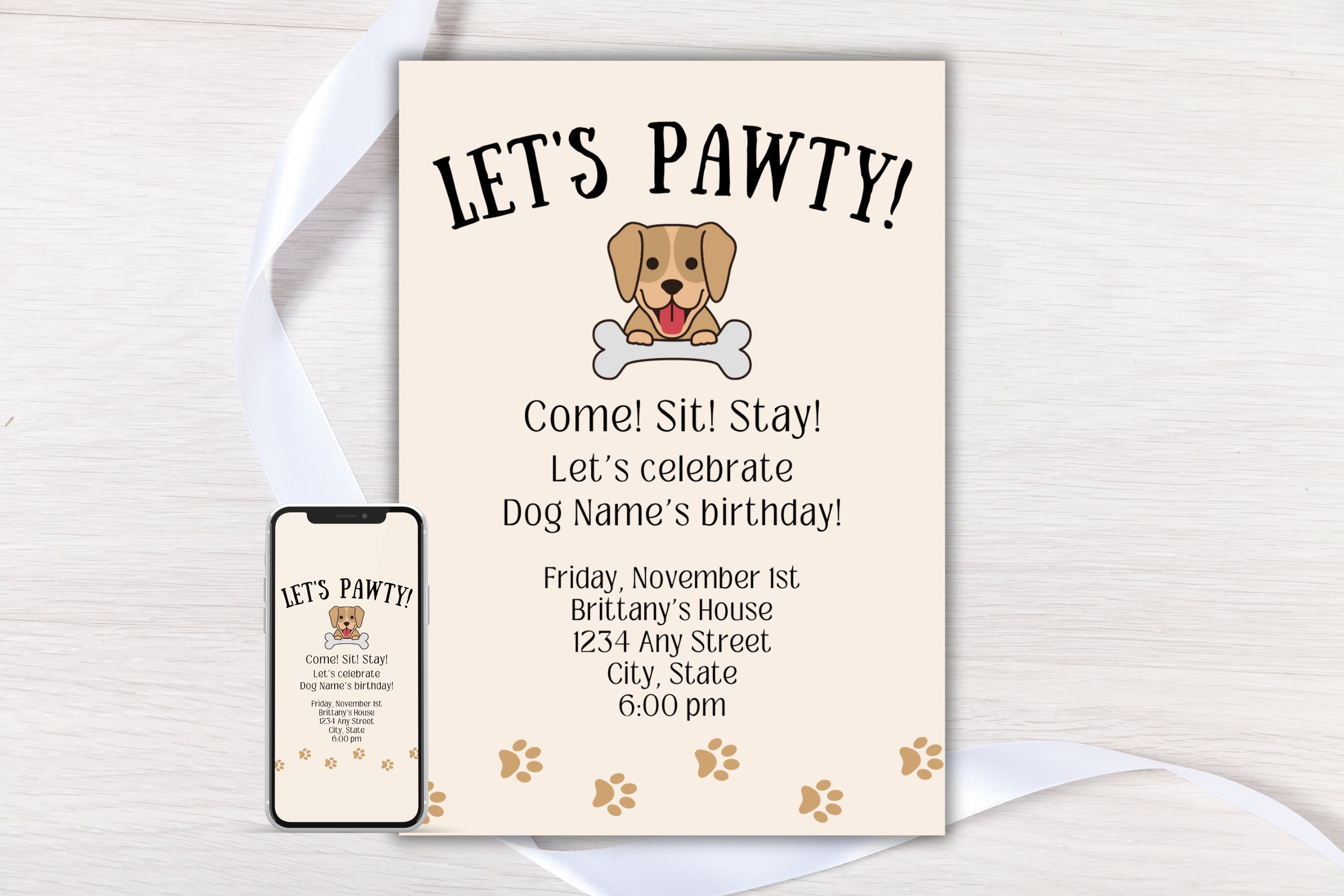 Editable Dog Birthday Party Invitation, Puppy Party Invite, Dog ...