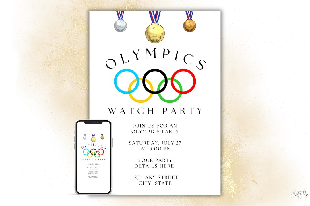 Olympics Party Invite, Olympic Watch Party, Editable 2024 Summer ...