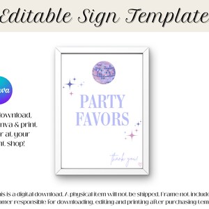 Editable Party Favors Sign Template, Custom Table Sign, Birthday Party ...