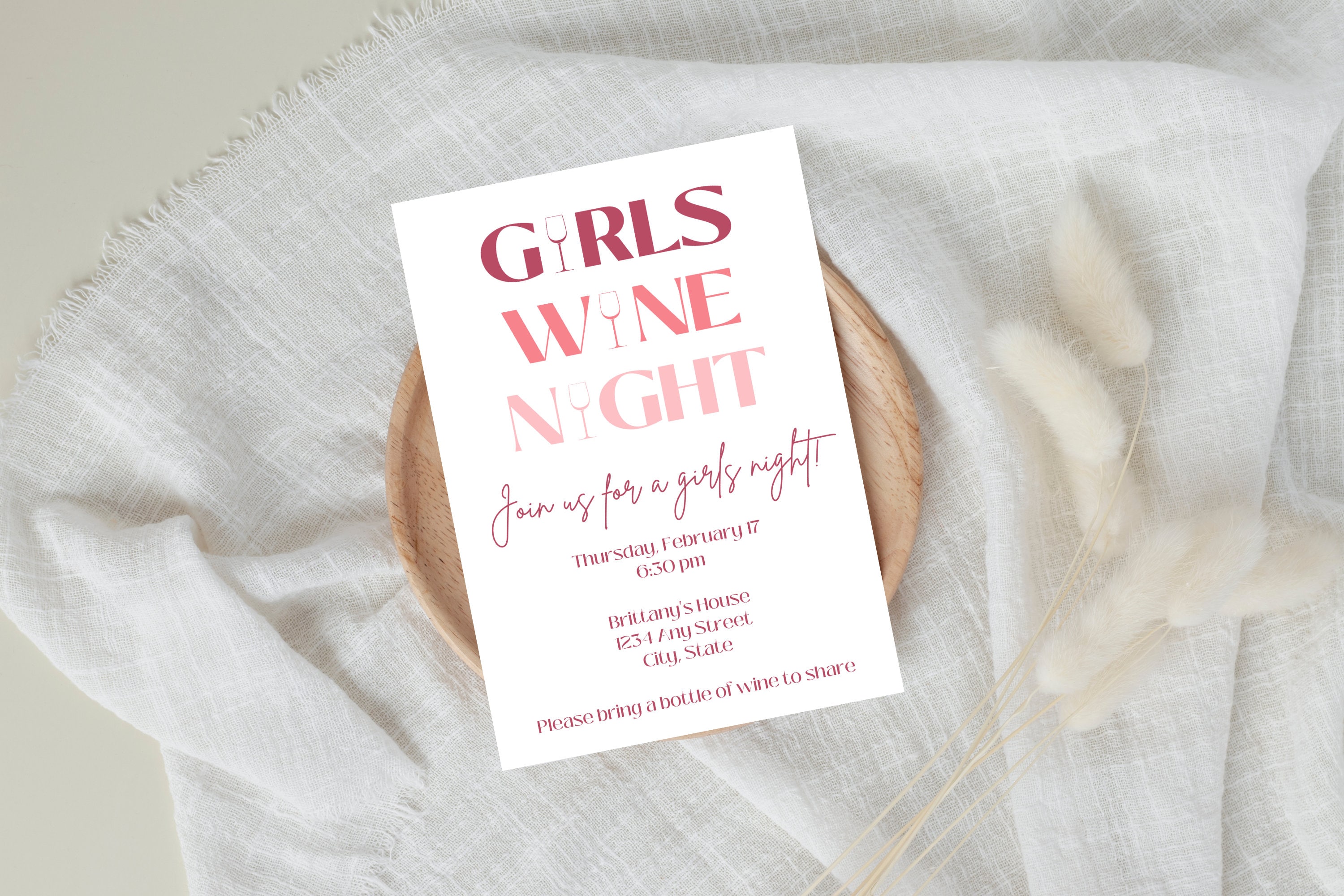 Wine Night Invite, Galentines Day Girls Night Invite, Ladies Night ...