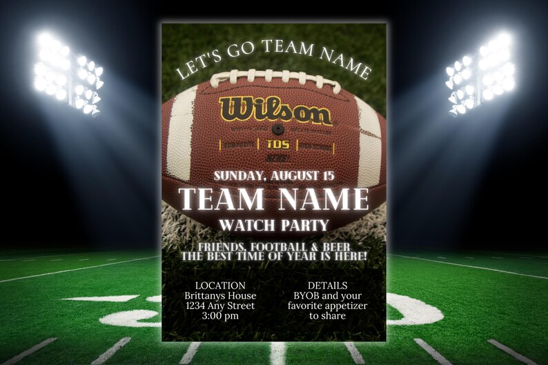 Football Playoff Watch Party Invite, Super Bowl Party Invitation ...