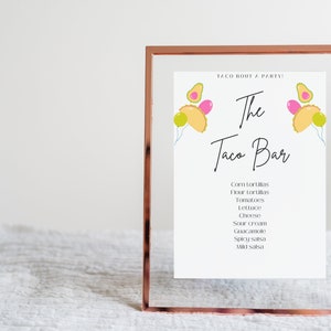 Taco Bar Sign, Editable Taco Bar Menu, Taco Party Sign Template, Tacos ...