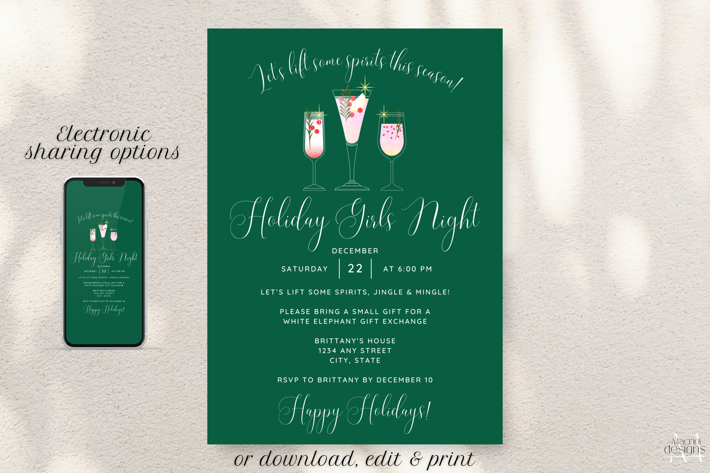 Holiday Girls Night Invite, Christmas Girls Night Gift Exchange Party ...