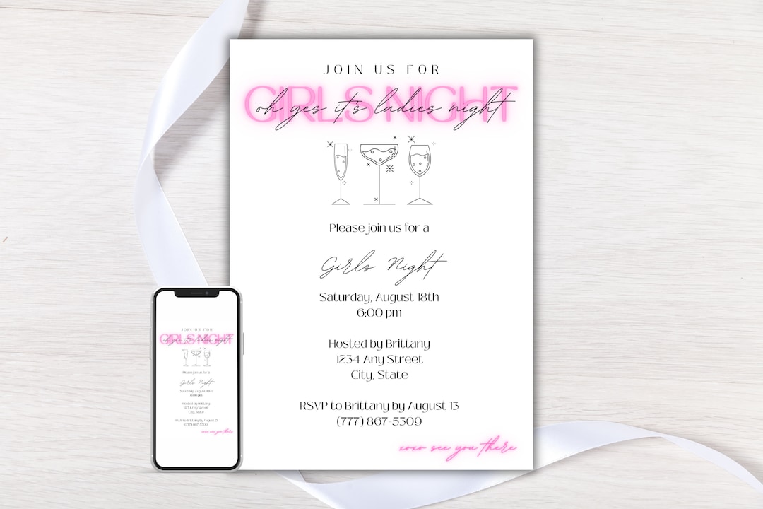 Girls Night Invite, Ladies Night Invite, Girls Night Out Invitation ...