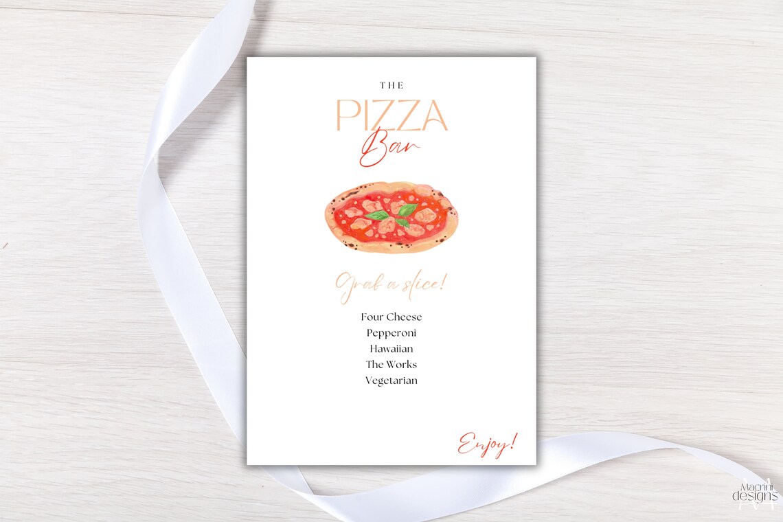Pizza Bar Sign, Editable Pizza Menu Sign, Editable Menu Template, Grab ...