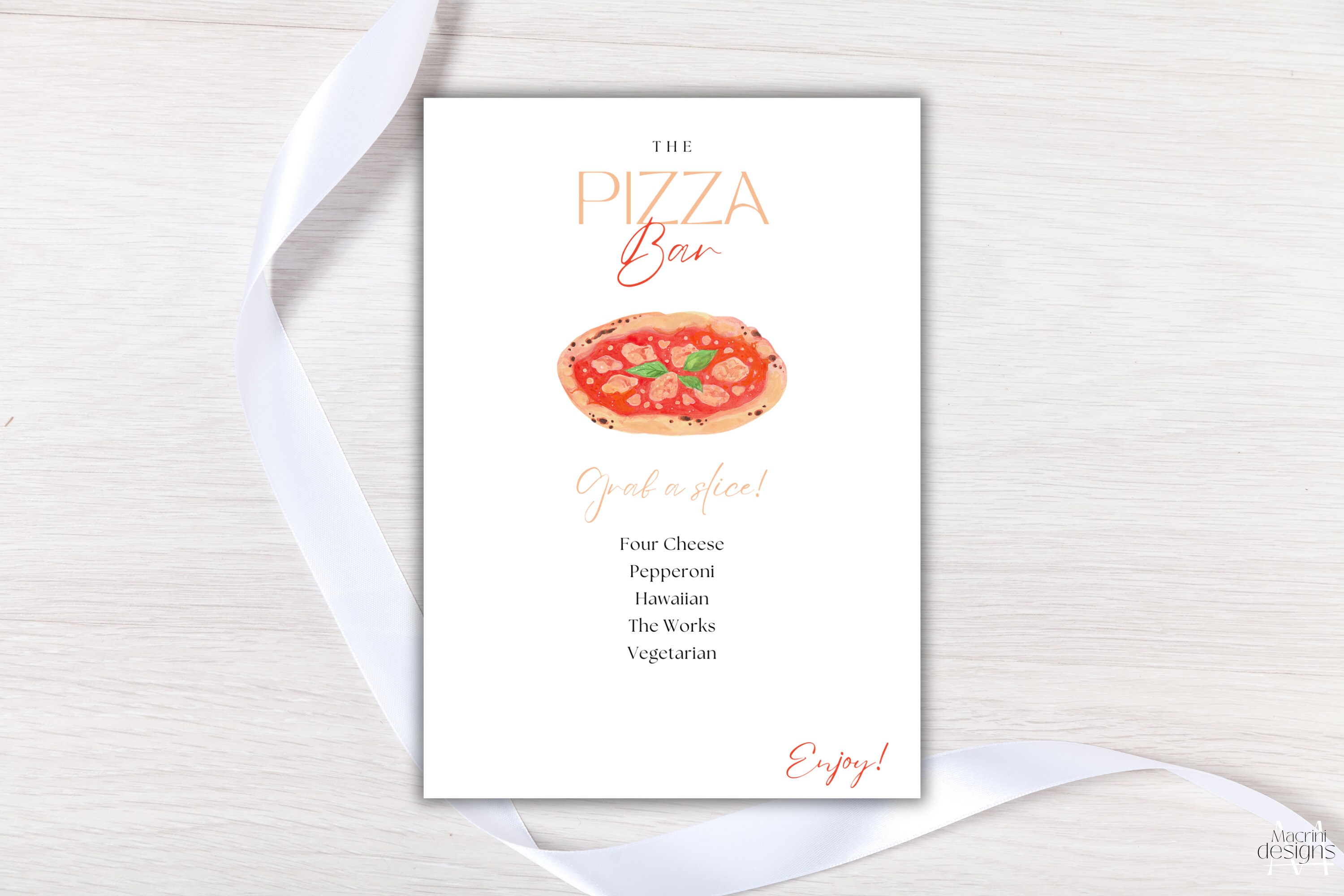 Pizza Bar Sign, Editable Pizza Menu Sign, Editable Menu Template, Grab ...
