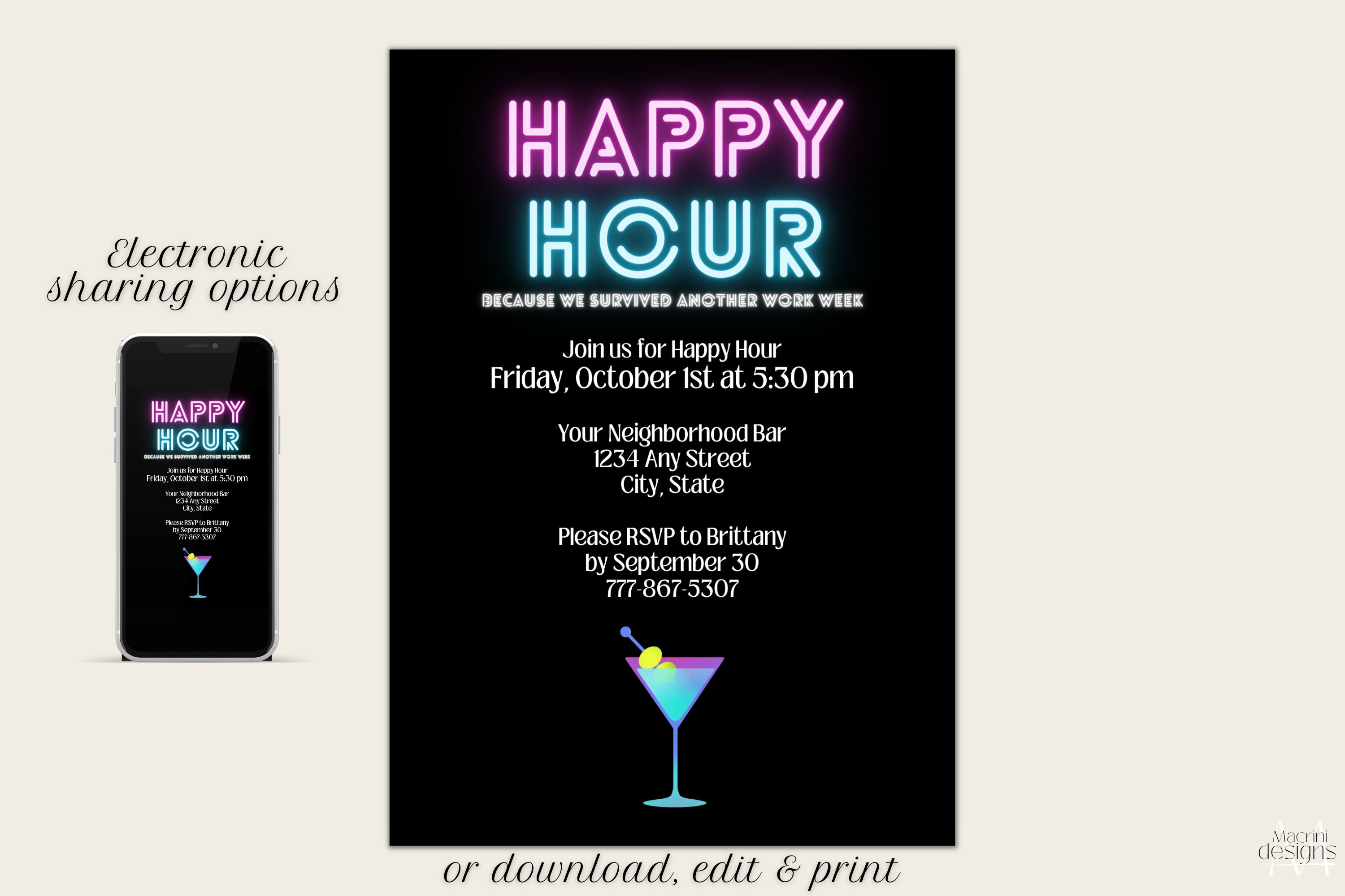 Work Happy Hour Invite Editable Happy Hour Invitation Etsy Work Happy Hour Invite Editable Happy Hour Invitation Etsy