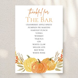 Friendsgiving Bar Menu, Thanksgiving Drinks Menu Sign Template ...