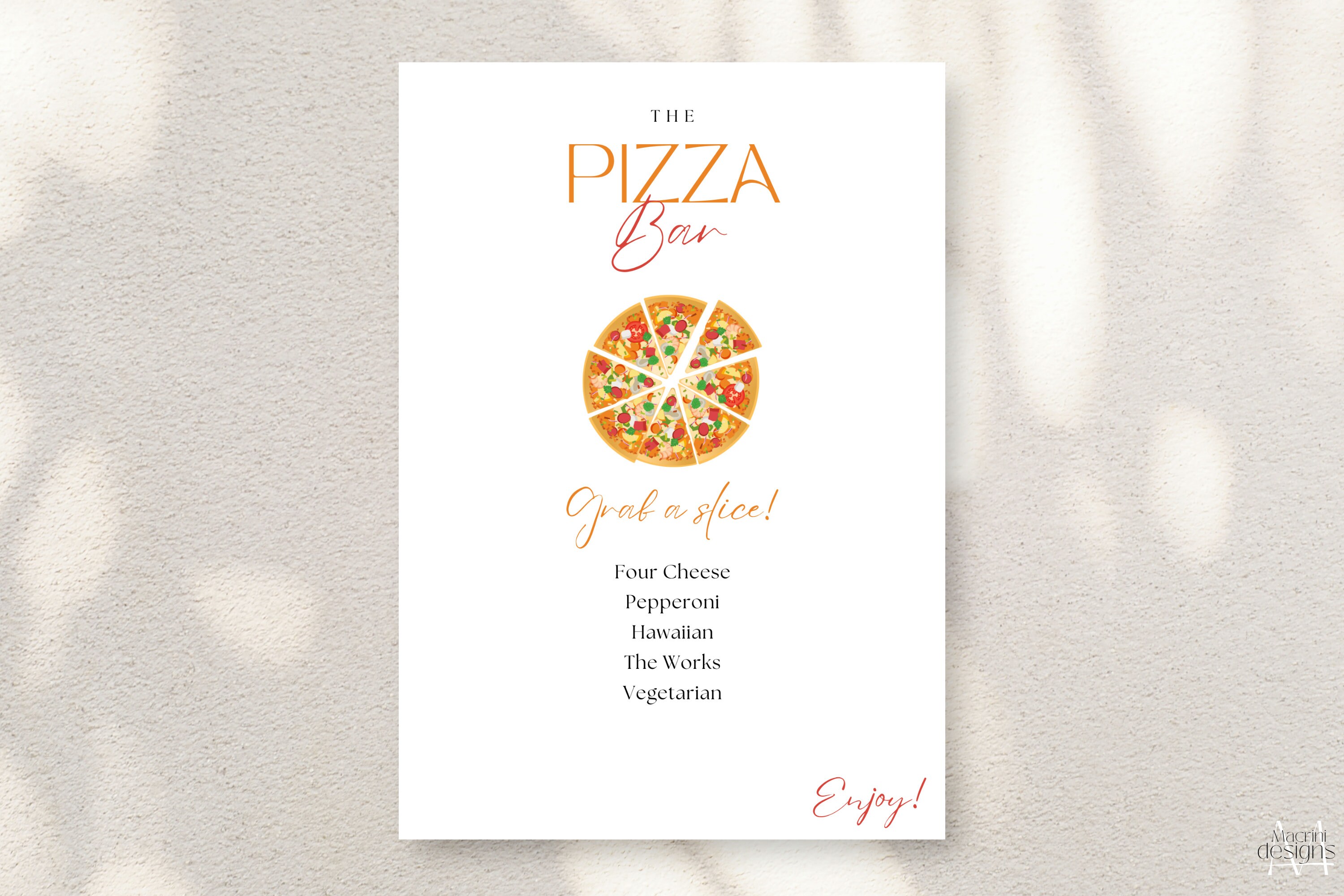 Pizza Bar Sign, Editable Pizza Menu Sign, Editable Menu Template ...