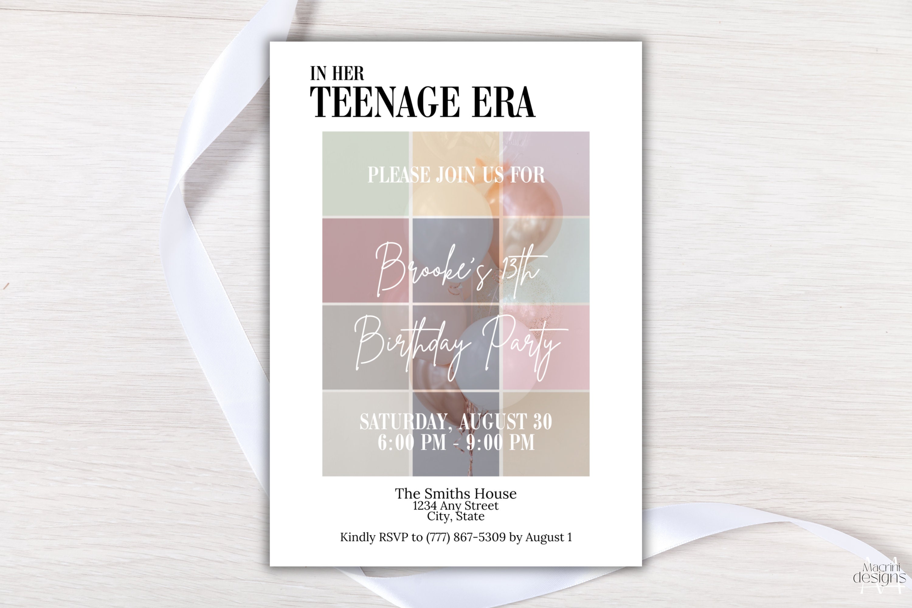 Taylor Swift Birthday Party Invitation, Editable Teenage Era Birthday ...
