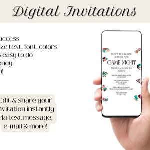 Editable Game Night Invitation, Board Game Night Invite, Card Game ...