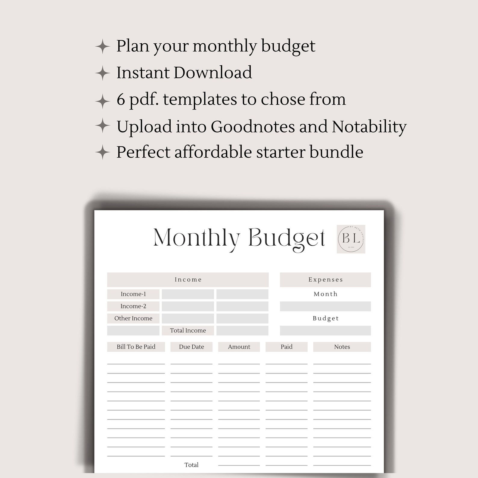 Finance Budget Planner PDF Templates Goodnotes Template Notability ...