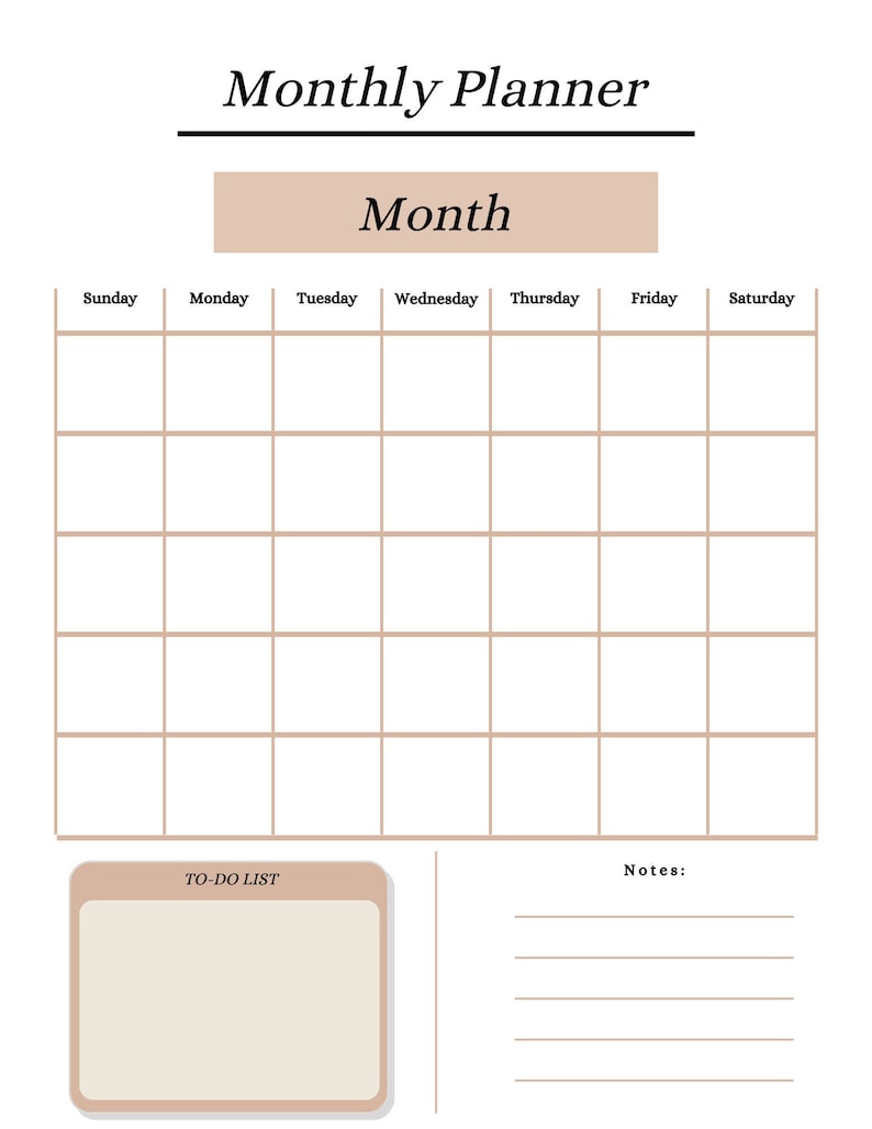 Monthly Planner Template - Etsy