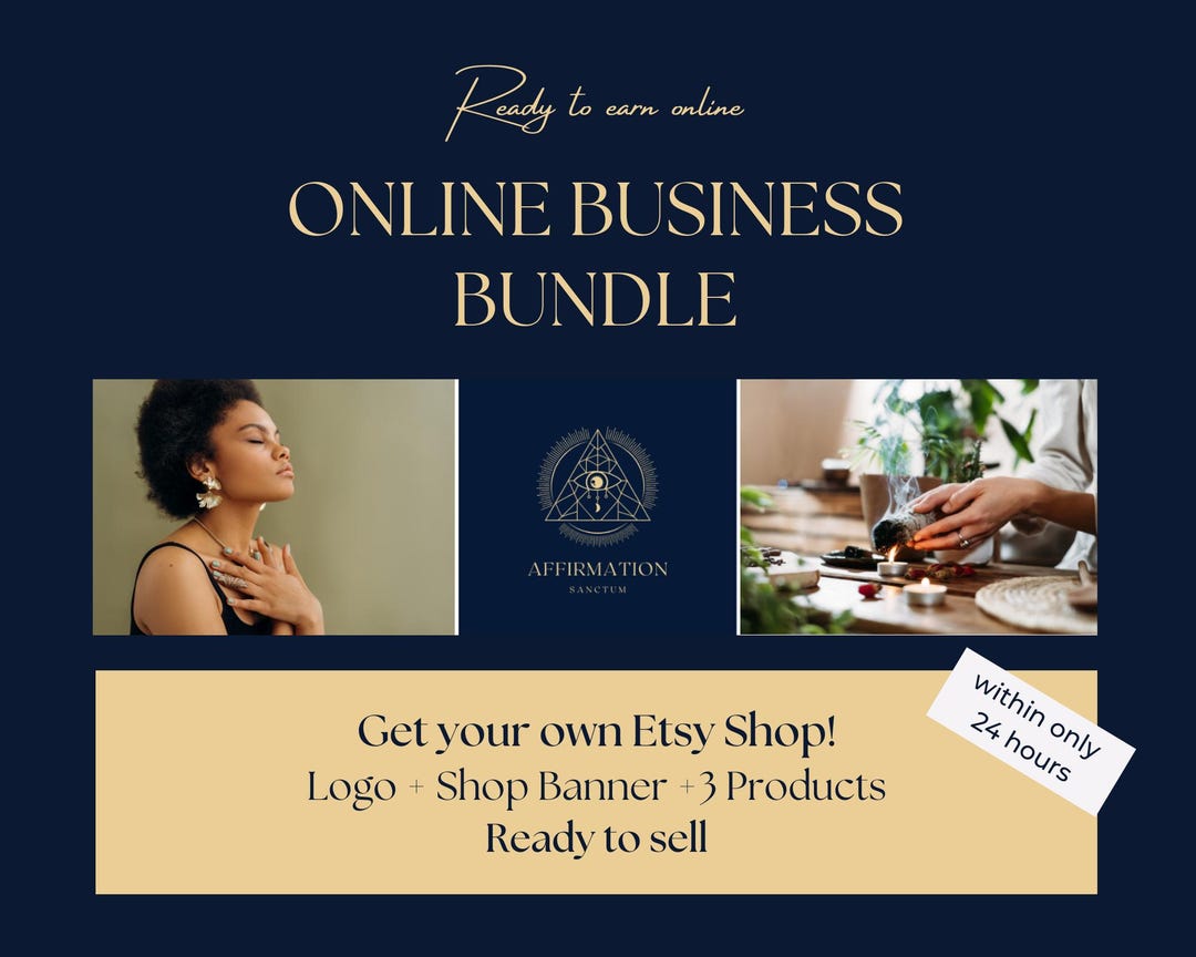 Etsy Shop Starter Bundle: Pre-made Logo, Banner & 3 Manifestation Card ...
