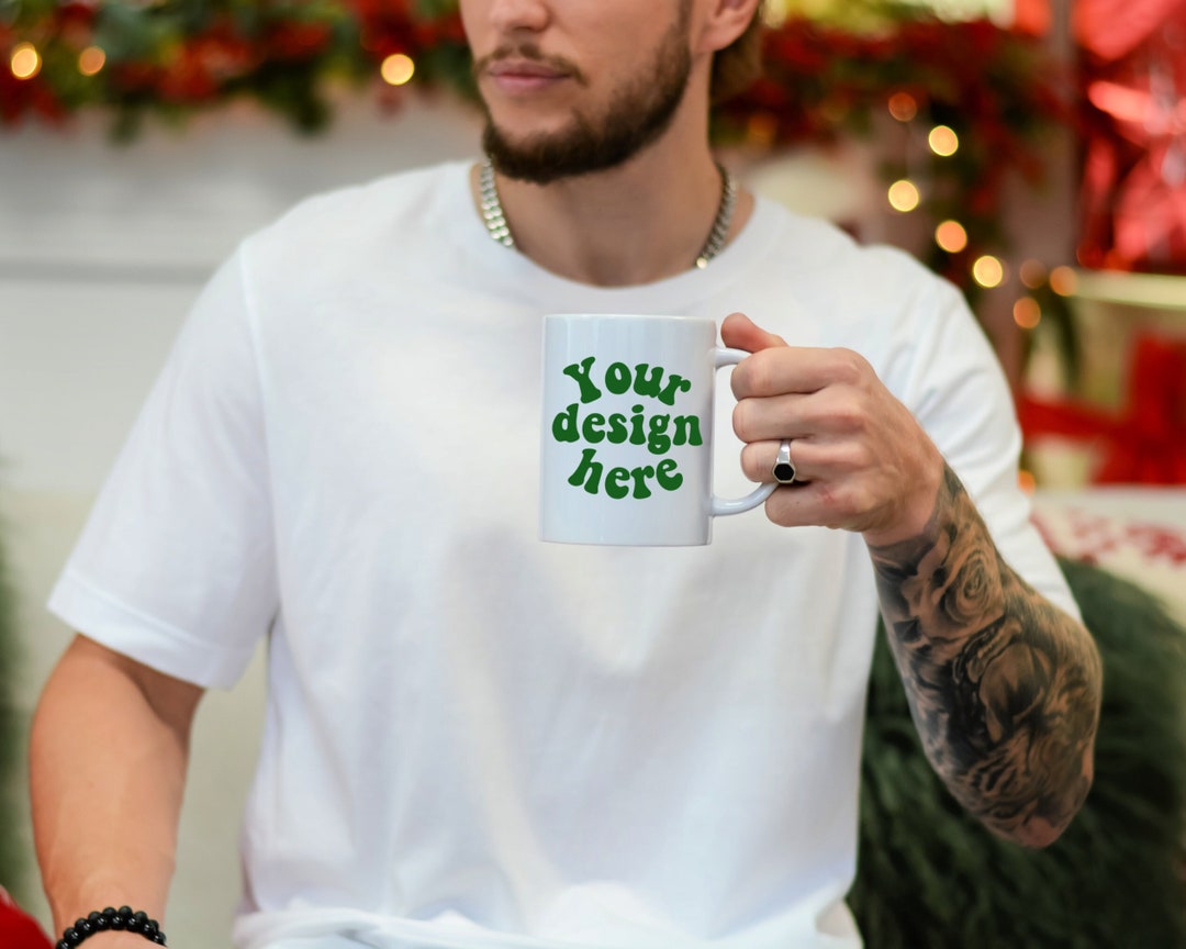 15 Oz Coffee Mug Men Mockup, Male Mug Mockups, Coffee Mug Mockup, White ...
