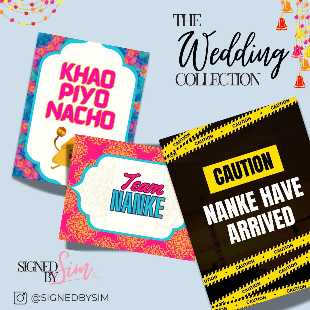 Printed Nanke Mel Signs | Dadke Sign | Custom Wedding Packs | Wedding ...