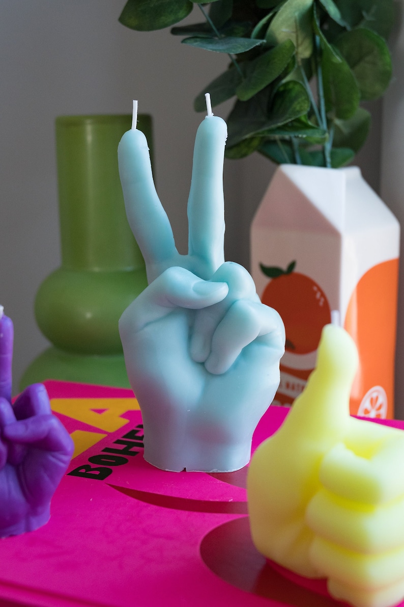 Peace Sign Candle / Hand Gesture / Peace Candle / Peace and - Etsy