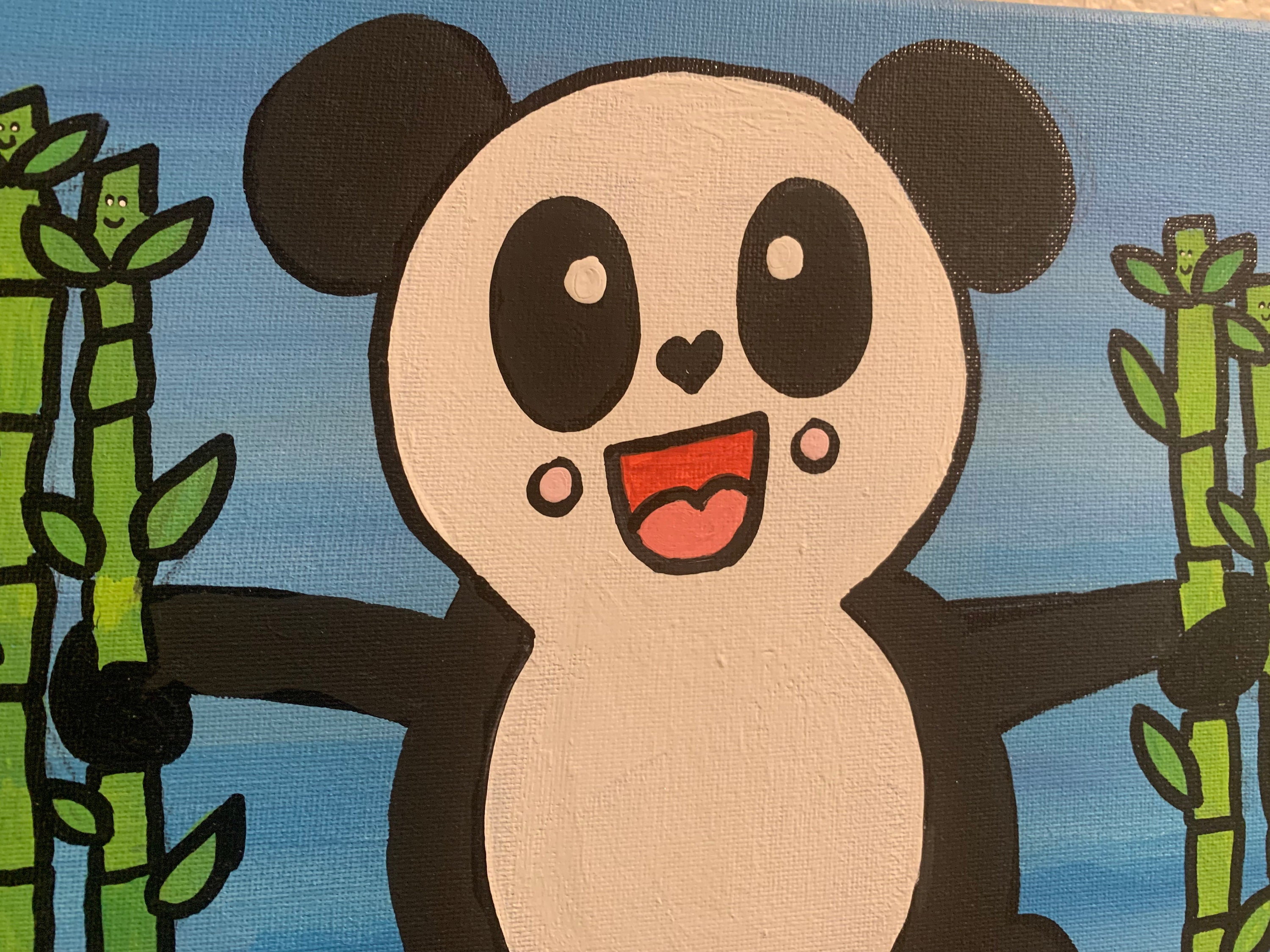 Happy Panda Acrylic Painting on Canvas - Etsy