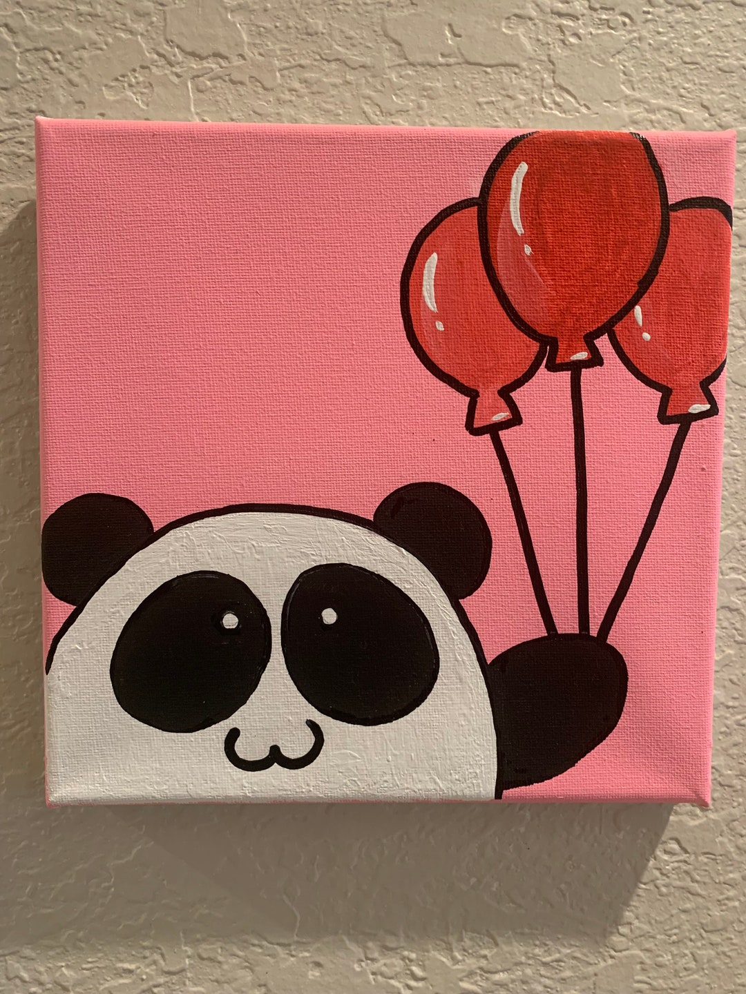 Panda and Balloons Acrylic Painting on Canvas - Etsy