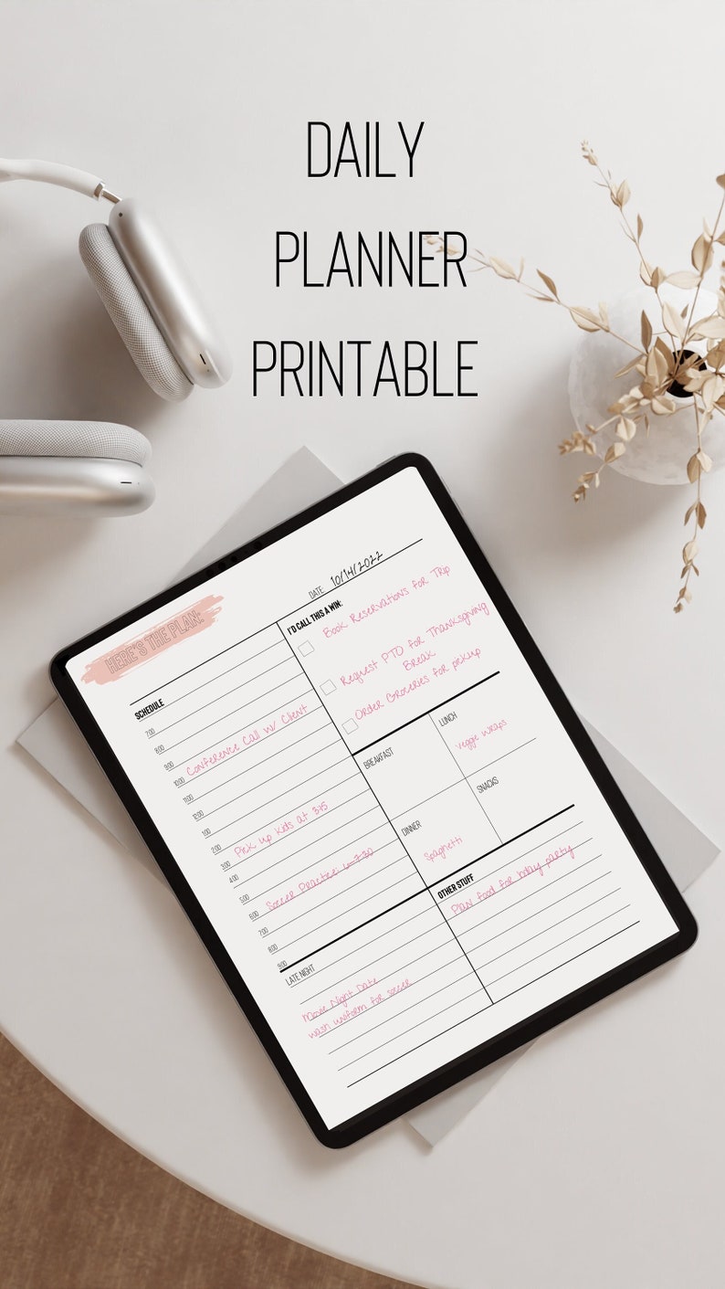 Daily Planner Printable | PDF or Digital Planner Page - Etsy