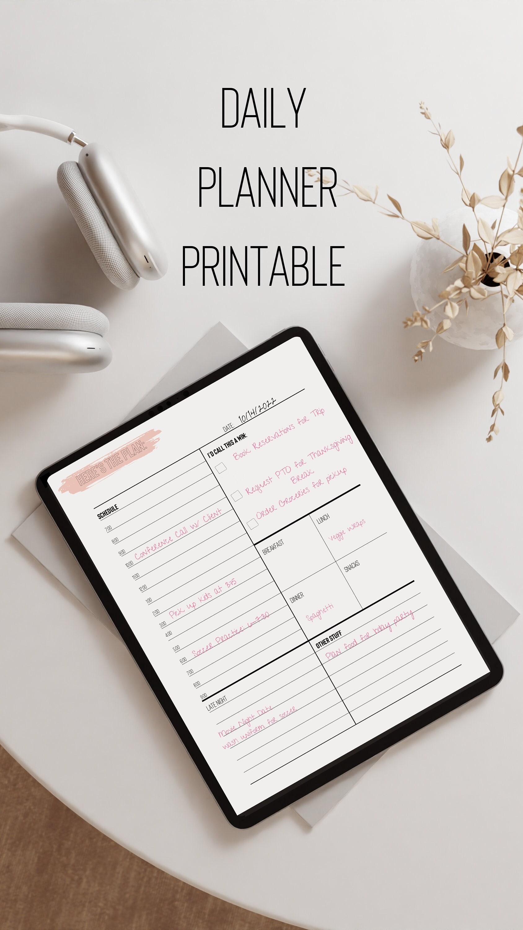 Daily Planner Printable | PDF or Digital Planner Page - Etsy
