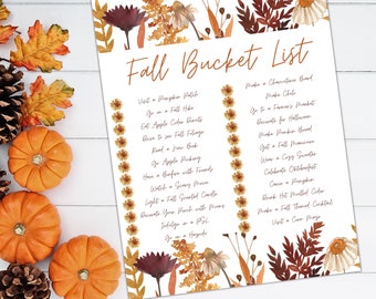 Watercolor Fall Bucket List, Fall Bucket List, Printable, Fall ...