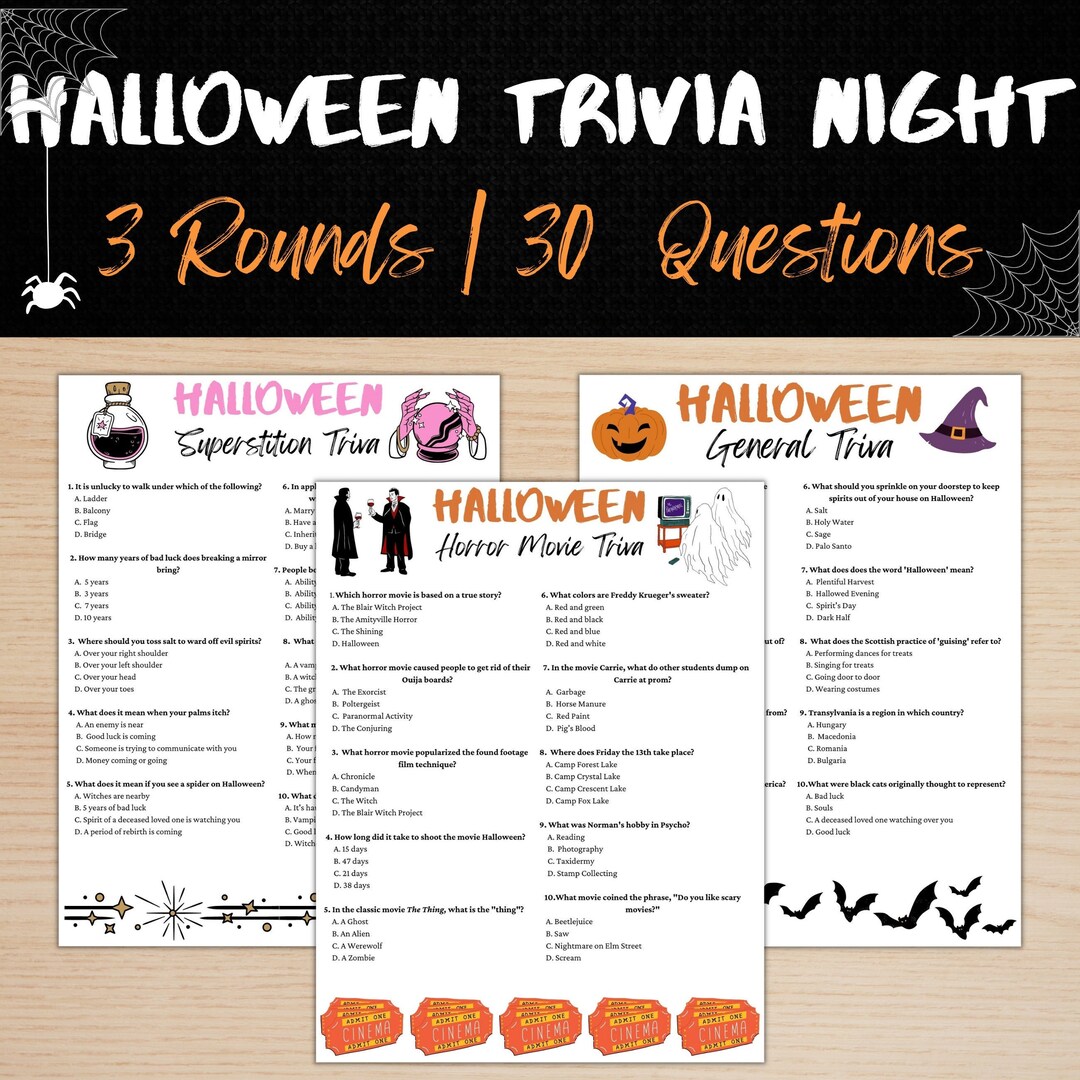 Halloween Trivia Games | Halloween Printable Party Games | Halloween ...