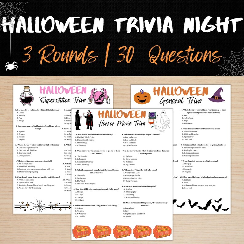 Halloween Trivia Games | Halloween Printable Party Games | Halloween ...