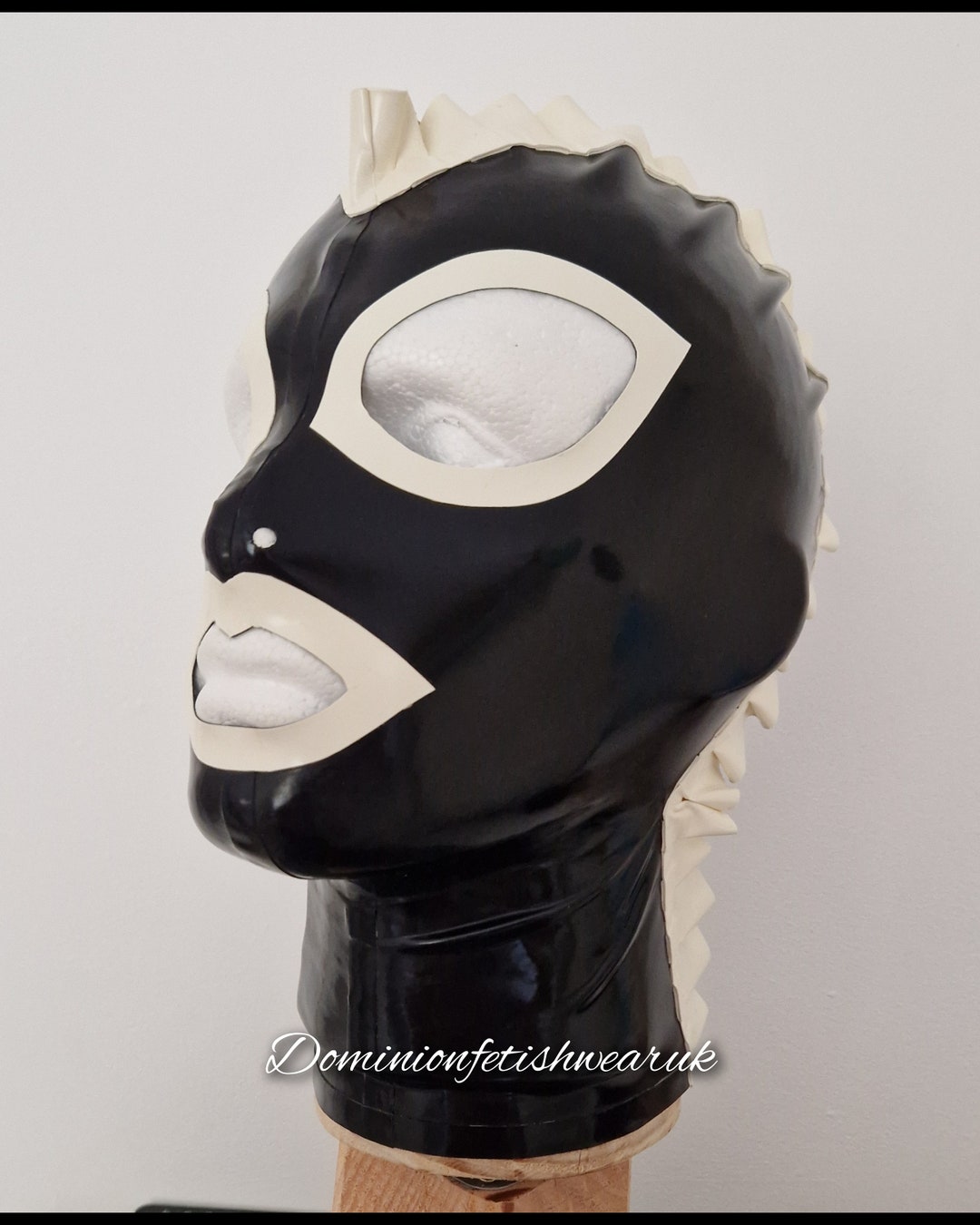 Latex Rubber Maid Hood Mask Black / White Fetish Wear Roleplay Sissy ...