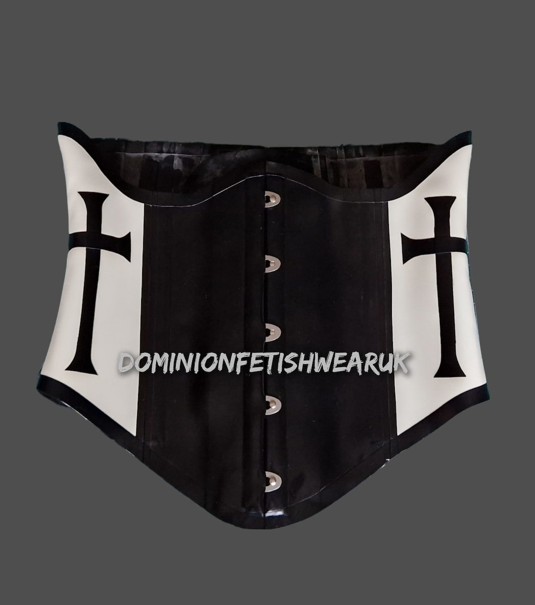 Latex Rubber Nun Cross Black Baby Waspie Corset Underbust Clincher ...
