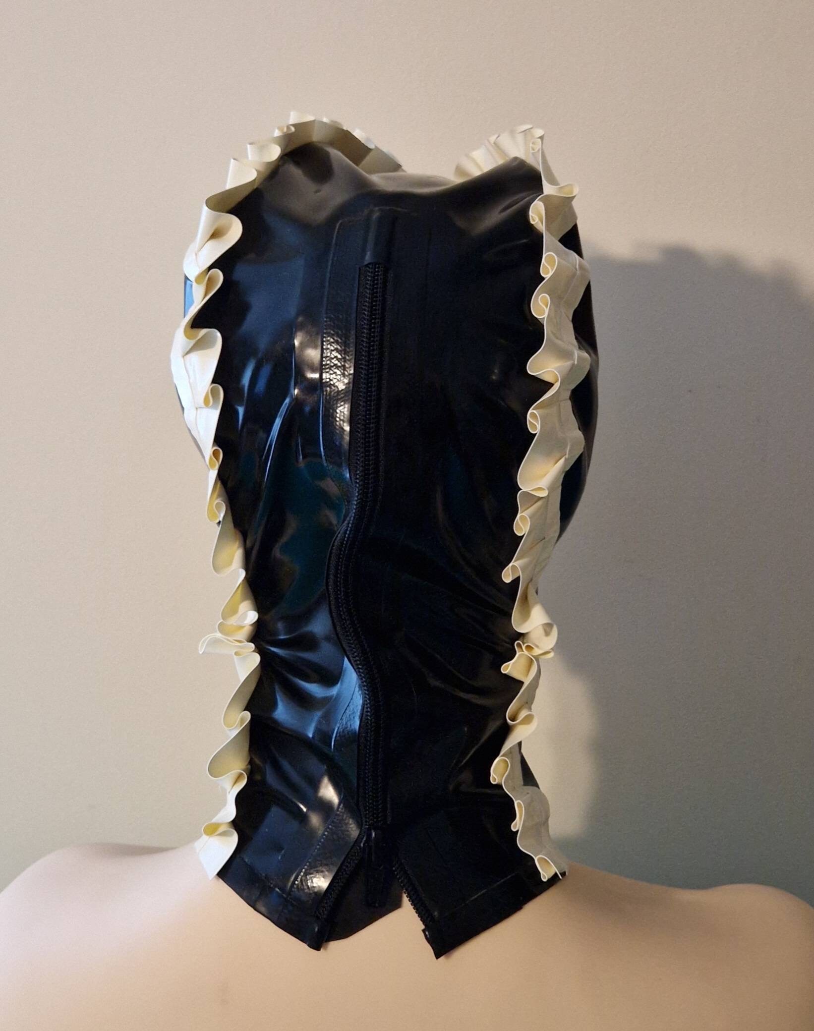 Latex Rubber Maid Hood Mask Black / White - Etsy UK