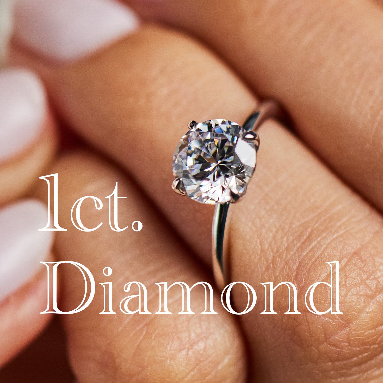 1CT Diamond Solitaire Ring, Lab Grown Diamond Engagement Ring, Wedding ...