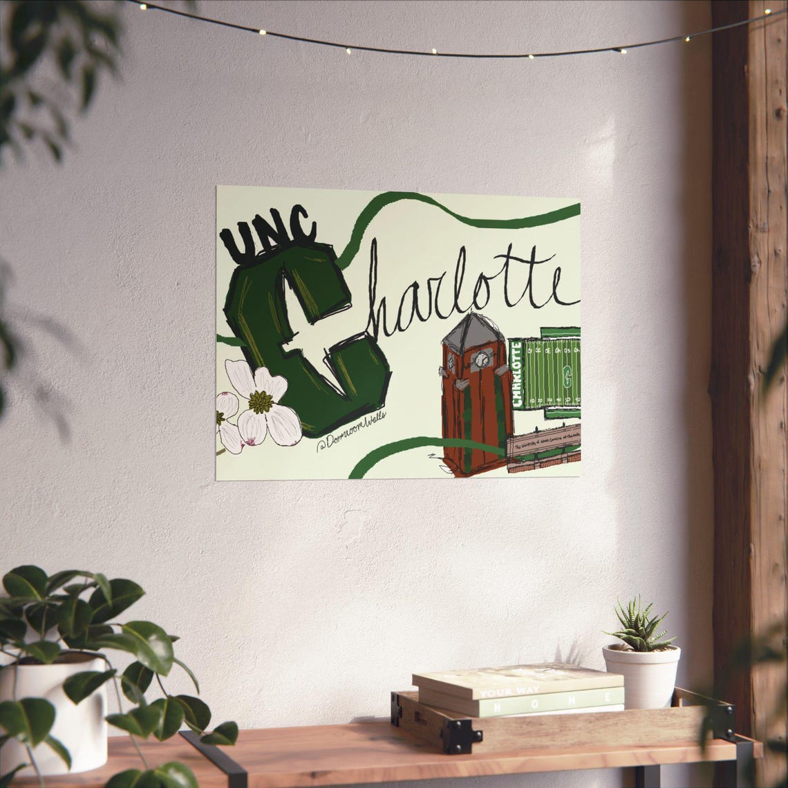 UNC Charlotte Poster Art, University Decor, Dorm Room Wall Art ...