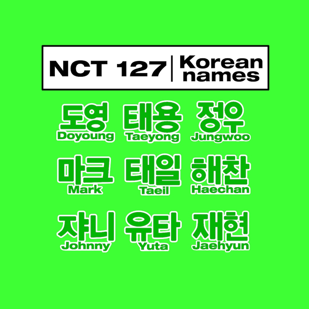 NCT 127 Korean Name Stickers - Green or Black - Etsy
