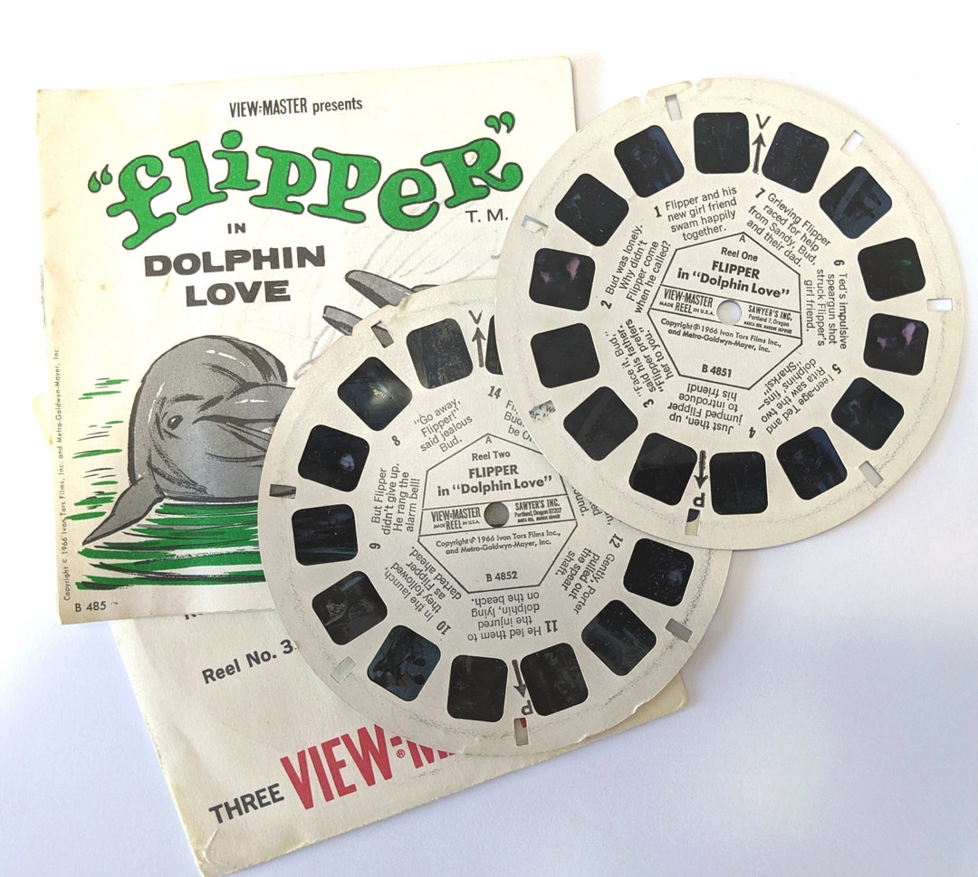 FLIPPER Viewmaster Reel 1 and 2 With Booklet, DOLPHIN LOVE 1966 Metro ...