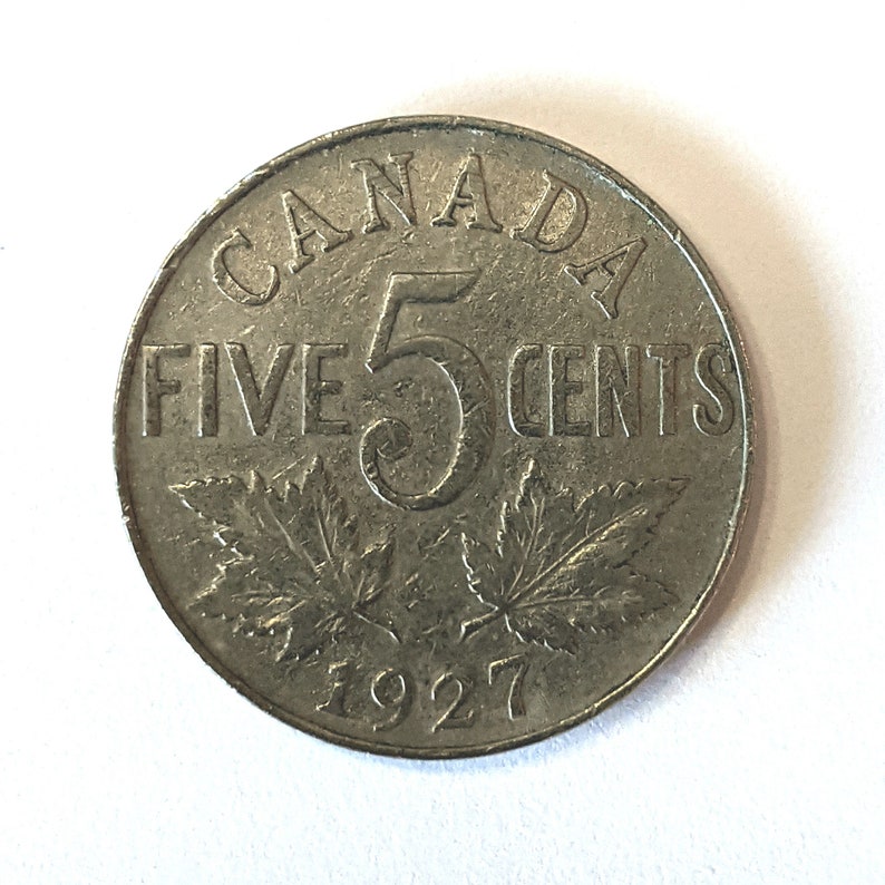 CANADA NICKEL 1927, Nearly 100 Years Old, Canadian 5 Cents COIN With ...