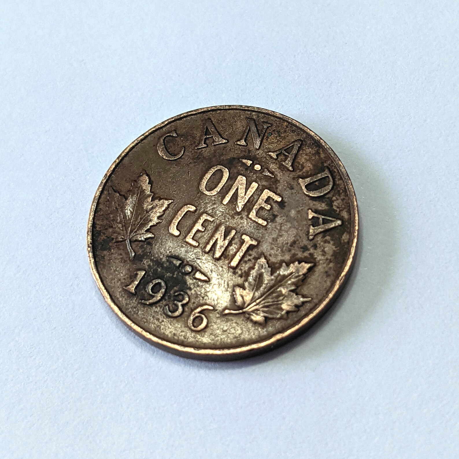 1936 Canada PENNY, Small 1 Cent Canadian Copper COIN With King George V ...