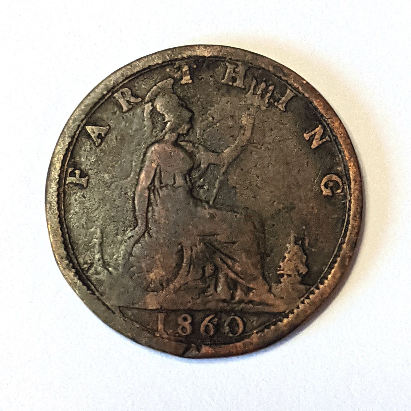 1860 Great Britain FARTHING With Queen Victoria Copper United Kingdom ...