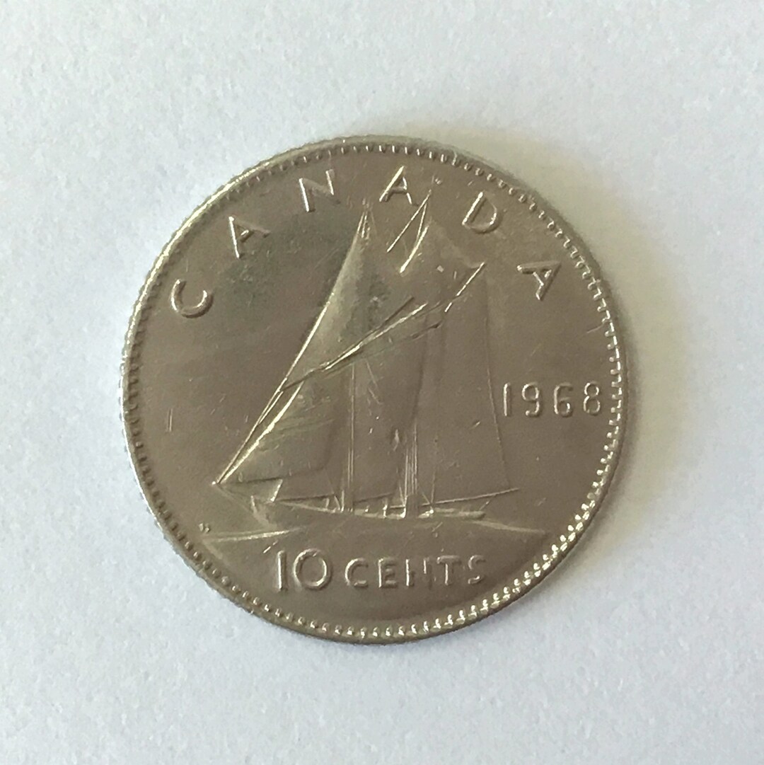 CANADA 1968 DIME, Canadian 10 Cent Coin With Queen Elizabeth II 55 ...