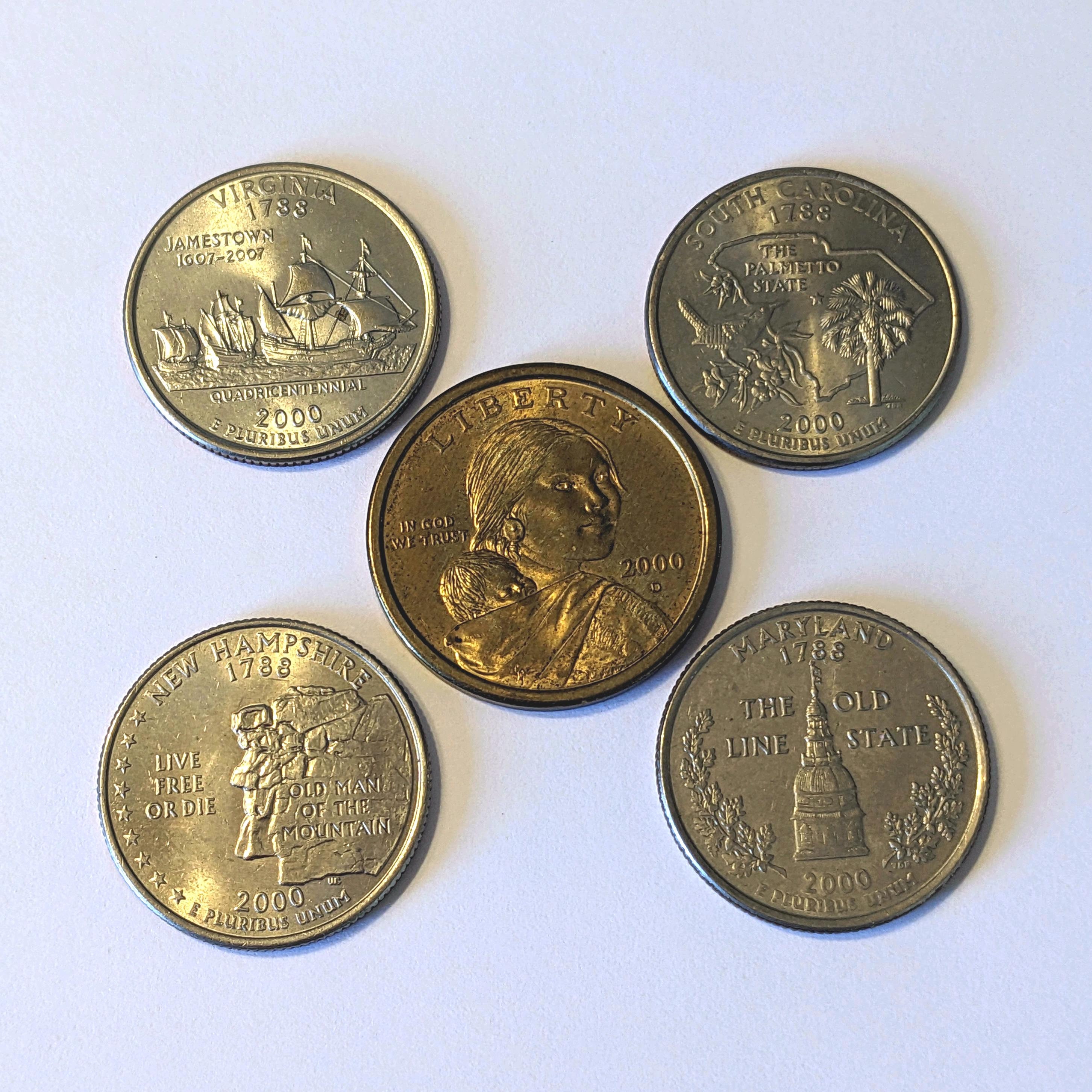 Collectible Year 2000 QUARTERS Set of 4 USA 25 CENTS American Coin ...