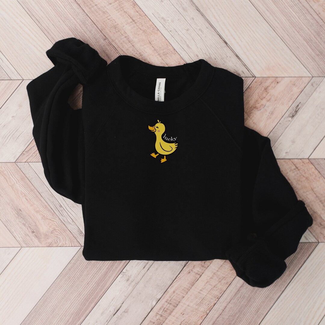 Embroidered Lucky Duck Sweatshirt Duck Crewneck Sweatshirt - Etsy