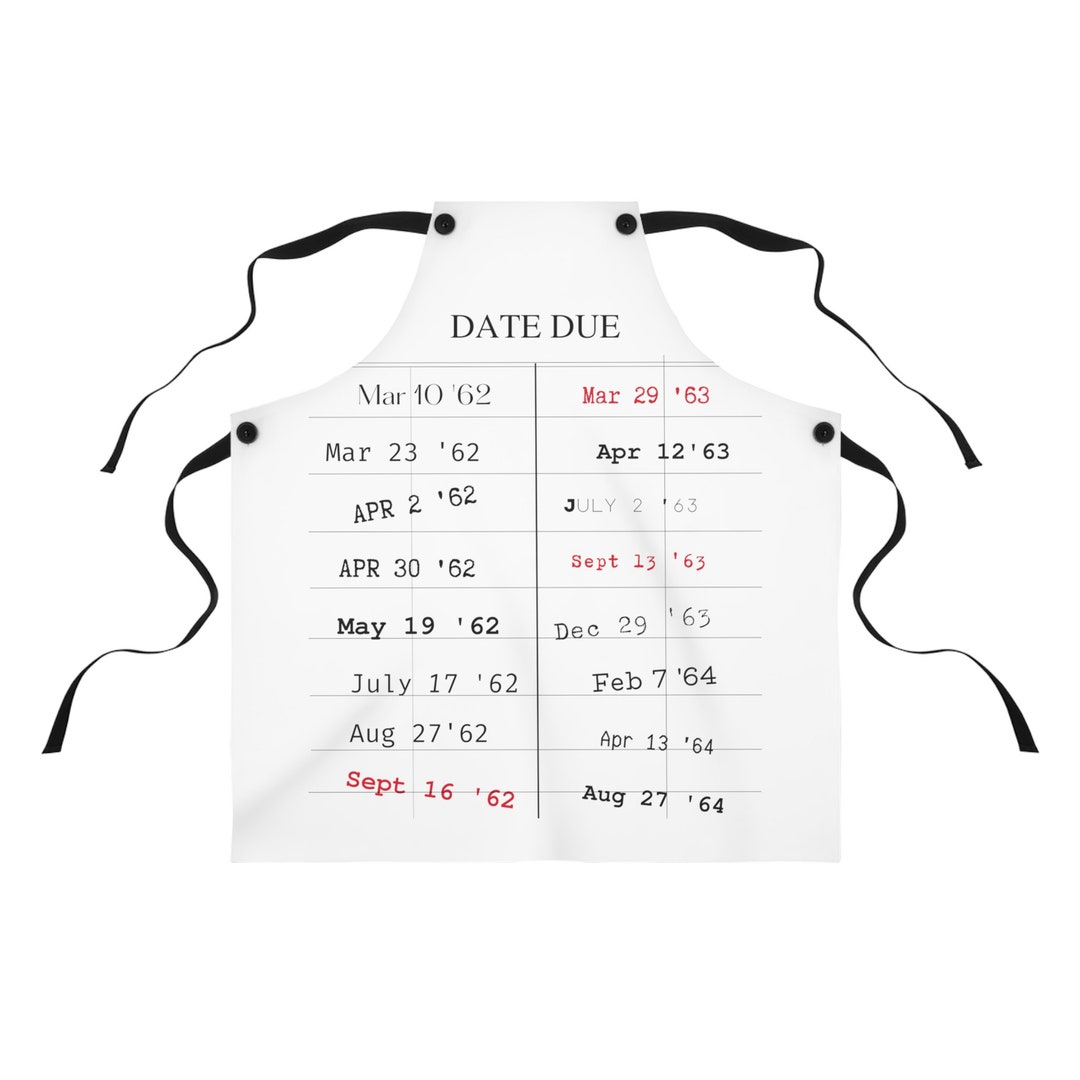 Vintage Library Card Due Date Apron, Gift for Reader, Bookish Gift for ...