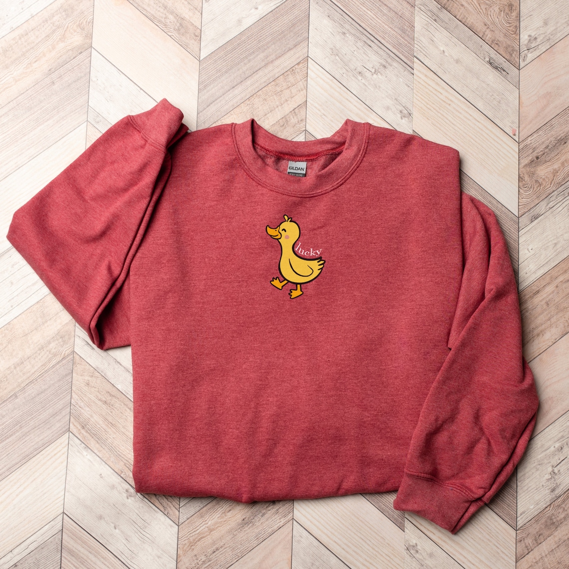 Embroidered Lucky Duck Sweatshirt Duck Crewneck Sweatshirt - Etsy