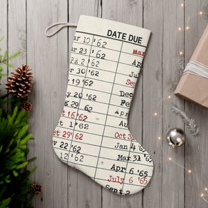 Vintage Library Due Date Card Santa Stocking, Retro Library, Book Lover ...