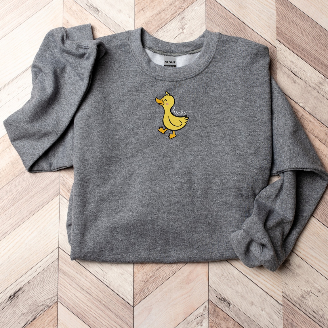 Embroidered Lucky Duck Sweatshirt Duck Crewneck Sweatshirt - Etsy