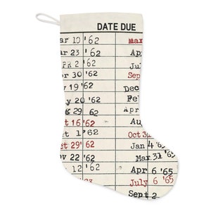 Vintage Library Due Date Card Santa Stocking, Retro Library, Book Lover ...